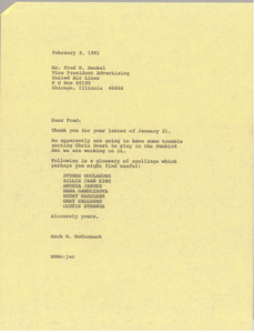 Letter from Mark H. McCormack to Fred W. Heckel - Digital Commonwealth