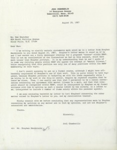 Letter from Judi Chamberlin to Rae Unzicker - Digital Commonwealth