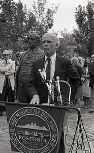 Mayor Kevin H. White speaking at dedication ceremony for the Mayor ...