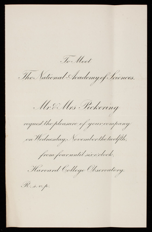 Mr. & Mrs. Pickering to Thomas Lincoln Casey, October 23, 1890 ...