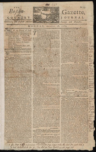The Boston-Gazette, and Country Journal, 28 August 1769 - Digital ...