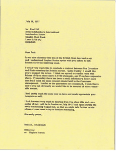 Letter from Mark H. McCormack to R. Paul Ziff - Digital Commonwealth