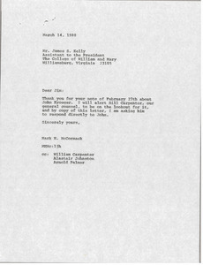Letter from Mark H. McCormack to James S. Kelly - Digital Commonwealth