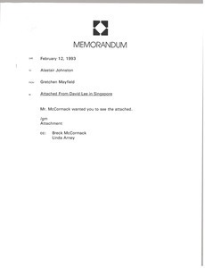 Memorandum from Gretchen Mayfield to Alastair Johnston - Digital Commonwealth