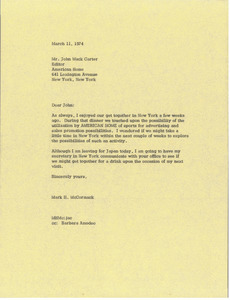 Letter from Mark H. McCormack to John Mack Carter - Digital Commonwealth