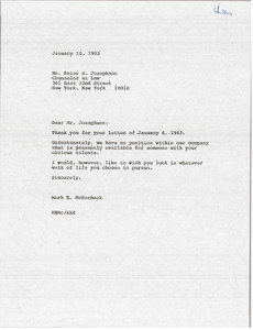 Letter from Mark H. McCormack to Peter S. Josephson - Digital Commonwealth