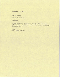 Memorandum from Judy Chilcote to Pat Claycomb - Digital Commonwealth