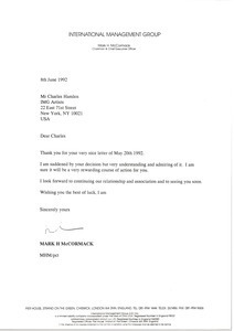 Letter from Mark H. McCormack to Charles Hamlen - Digital Commonwealth