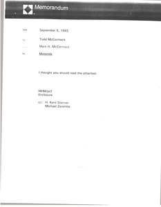 Memorandum from Mark H. McCormack to Todd McCormack - Digital Commonwealth