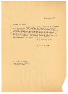Letter from W. E. B. Du Bois to Harry E. Davis - Digital Commonwealth