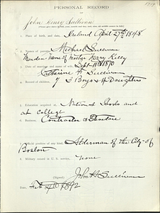 Personal record of John Henry Sullivan (1719) - Digital Commonwealth