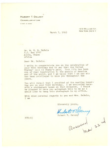 Letter from Hubert T. Delany to W. E. B. Du Bois - Digital Commonwealth