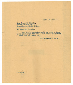 Letter from W. E. B. Du Bois to James H. Birnie - Digital Commonwealth