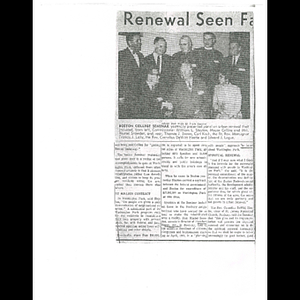 Photocopy of Boston Herald article about Boston College seminar on ...