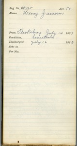 Tewksbury Almshouse Intake Record: Jameson, Henry - Digital Commonwealth
