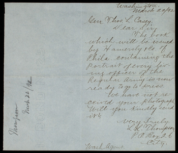 L. L. Thompson to Thomas Lincoln Casey, March 22, 1892 - Digital ...
