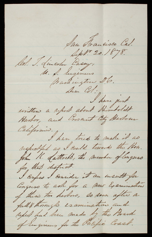 General [Barton] S. Alexander to Thomas Lincoln Casey, September 20 ...