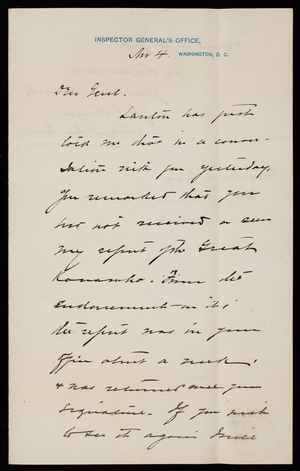 J. P. Sanger to Thomas Lincoln Casey, November 4, 1891 - Digital ...