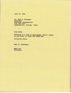 Letter from Mark H. McCormack to Fred C. Danneman - Digital Commonwealth