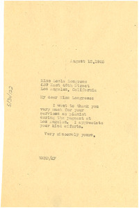 Letter from W. E. B. Du Bois to Leola Longress - Digital Commonwealth