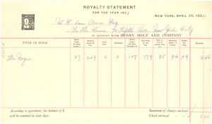 Royalty statement from Henry Holt and Company - Digital Commonwealth