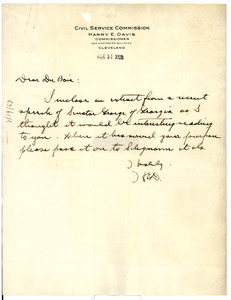 Letter from Harry E. Davis to W. E. B. Du Bois - Digital Commonwealth