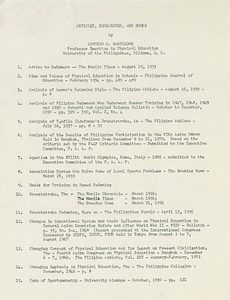 Articles, Researches, and Books Published by Candido Bartolome ...