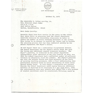 Letter to Judge Garrity from Kevin F. Maloney, October 21, 1975 ...