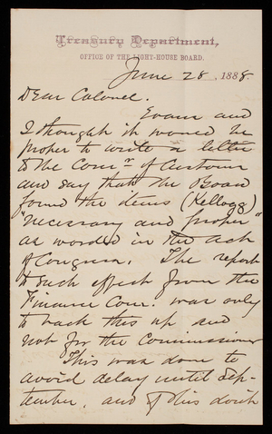 Major James F. Gregory to Thomas Lincoln Casey, June 28, 1888 - Digital ...
