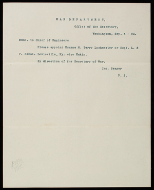 [John] Seager to Thomas Lincoln Casey, September 4, 1893 - Digital ...
