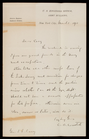 [Cyrus] B. Comstock to Thomas Lincoln Casey, March 1, 1890 - Digital ...