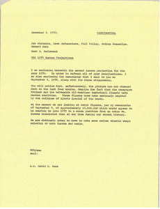 Memorandum from Mark H. McCormack to Jay Michaels, Dave DeBusschere ...