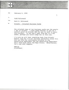 Memorandum from Mark H. McCormack to Todd McCormack - Digital Commonwealth