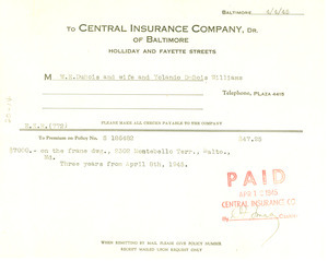 Central Insurance Company receipt - Digital Commonwealth
