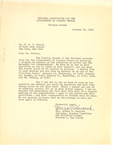 Letter from NAACP Trenton Branch to W. E. B. Du Bois - Digital Commonwealth