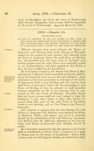 1792 Chap. 0055 An Act In Addition To An Act Passed In The Year Of Our ...