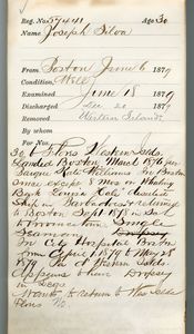 Tewksbury Almshouse Intake Record: Silva, Joseph - Digital Commonwealth