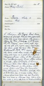 Tewksbury Almshouse Intake Record: Rabel, Mary - Digital Commonwealth