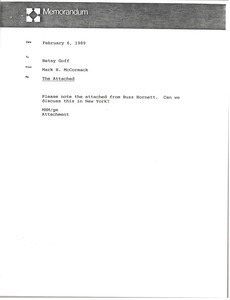 Memorandum from Mark H. McCormack to Betsy Goff - Digital Commonwealth