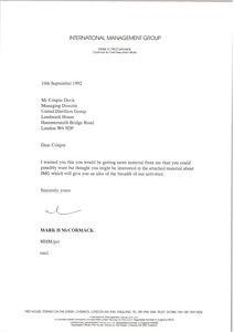 Letter from Mark H. McCormack to Crispin Davis - Digital Commonwealth