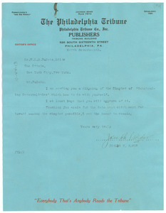 Letter from Joseph V. Baker to W. E. B. Du Bois - Digital Commonwealth