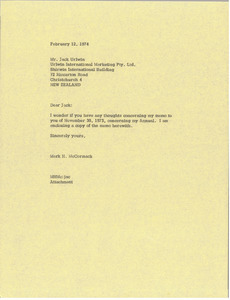 Letter from Mark H. McCormack to Jack Urlwin - Digital Commonwealth