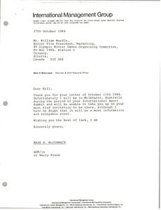 Letter from Mark H. McCormack to William Wardle - Digital Commonwealth