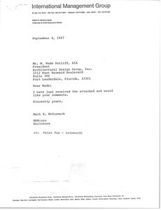 Letter from Mark H. McCormack to W. Wade Setliff - Digital Commonwealth