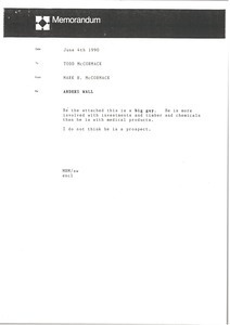 Memorandum from Mark H. McCormack to Todd McCormack - Digital Commonwealth