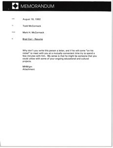 Memorandum from Mark H. McCormack to Todd McCormack - Digital Commonwealth