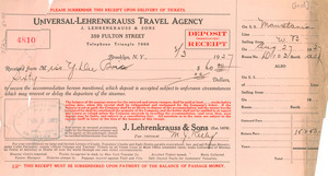 Receipt from Universal-Lehrenkrauss Travel Agency - Digital Commonwealth