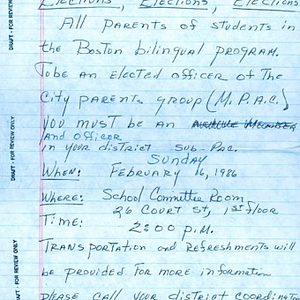 Handwritten draft of notice to parents of bilingual students - Digital ...
