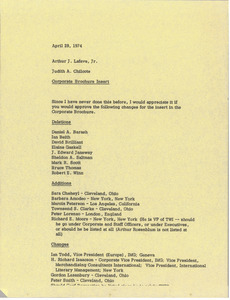 Memorandum from Judy Chilcote to Arthur J. Lafave Jr. - Digital ...