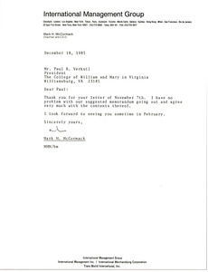 Letter from Mark H. McCormack to Paul R. Verkuil - Digital Commonwealth